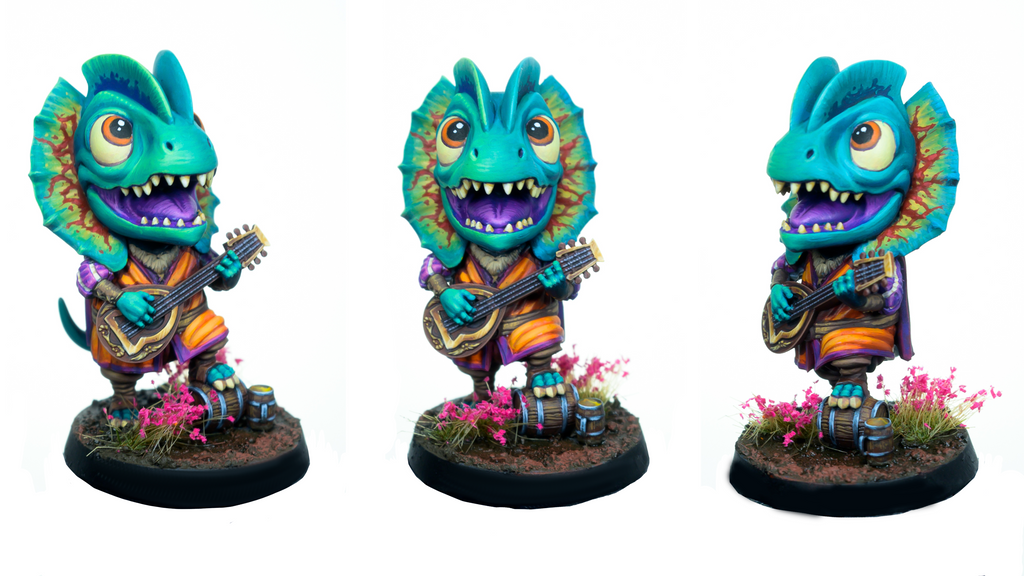 Chibi Dilophosaurus Bard - Falcata 3D – Mad Max Miniatures