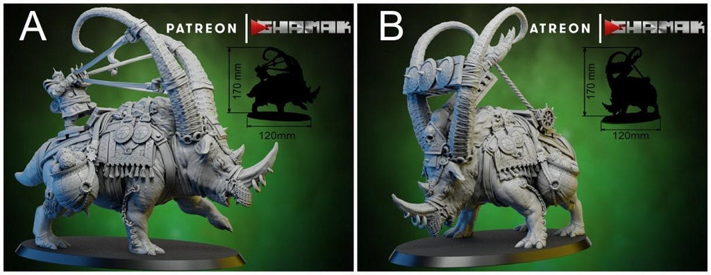 Ogres Rhinos *POSE & SIZE OPTION* 120mm Massive – Mad Max Miniatures